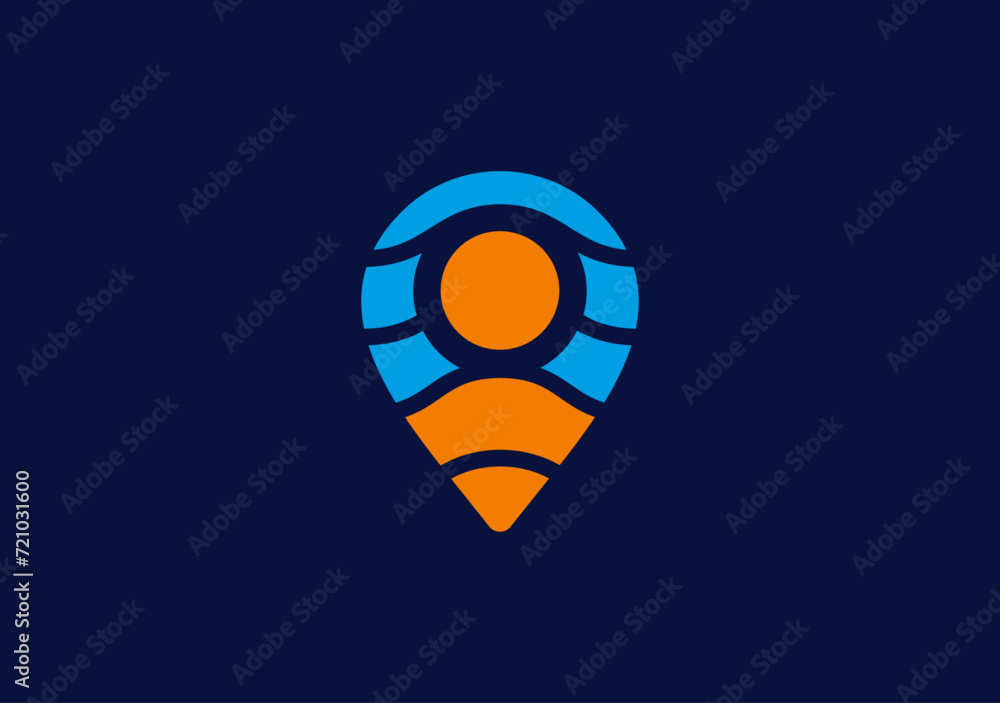 simple and minimal Gps logo base on pin location symbol, featuring a ...