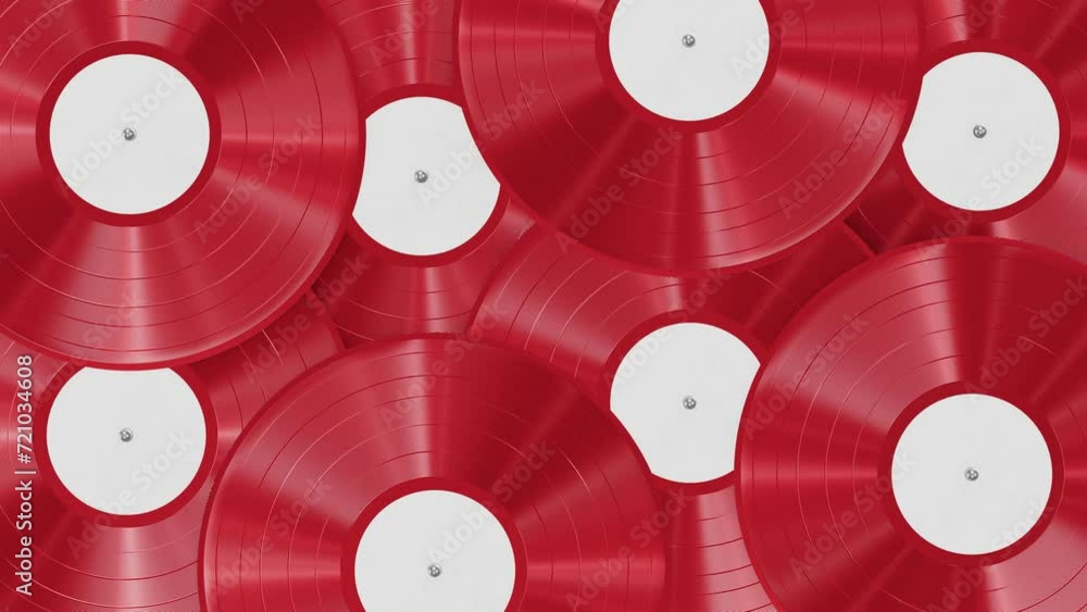 Realistic seamless looping 3D animation of the spinning fancy red vinyl ...