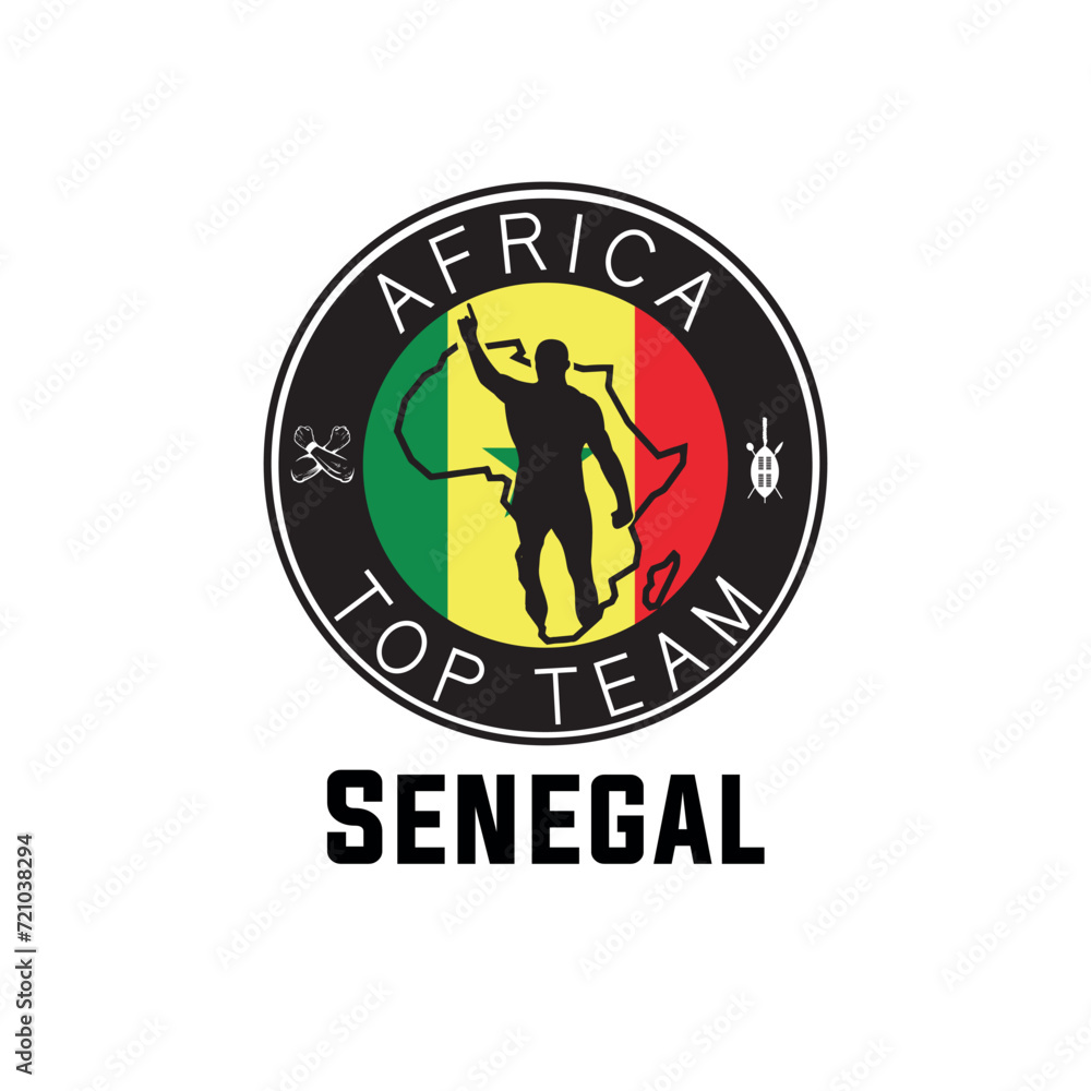 Senegal logo. Sign with the map of the country and colored stripes ...