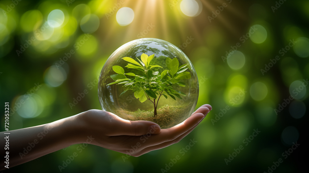 Hand Holding a Glass Globe with a Growing Plant Inside ,earth day ...