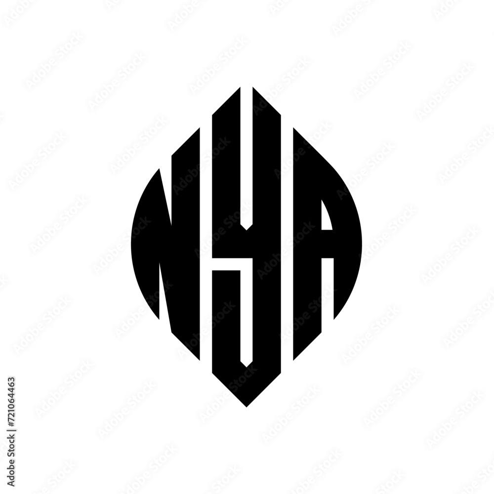 NYA circle letter logo design with circle and ellipse shape. NYA ...