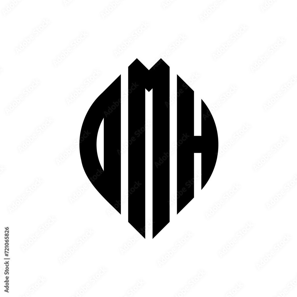 OMH circle letter logo design with circle and ellipse shape. OMH ...