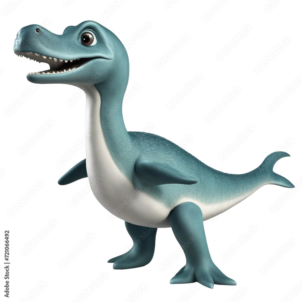 Cute plesiosaurus dinosaur cartoon with white background create by Ai ...
