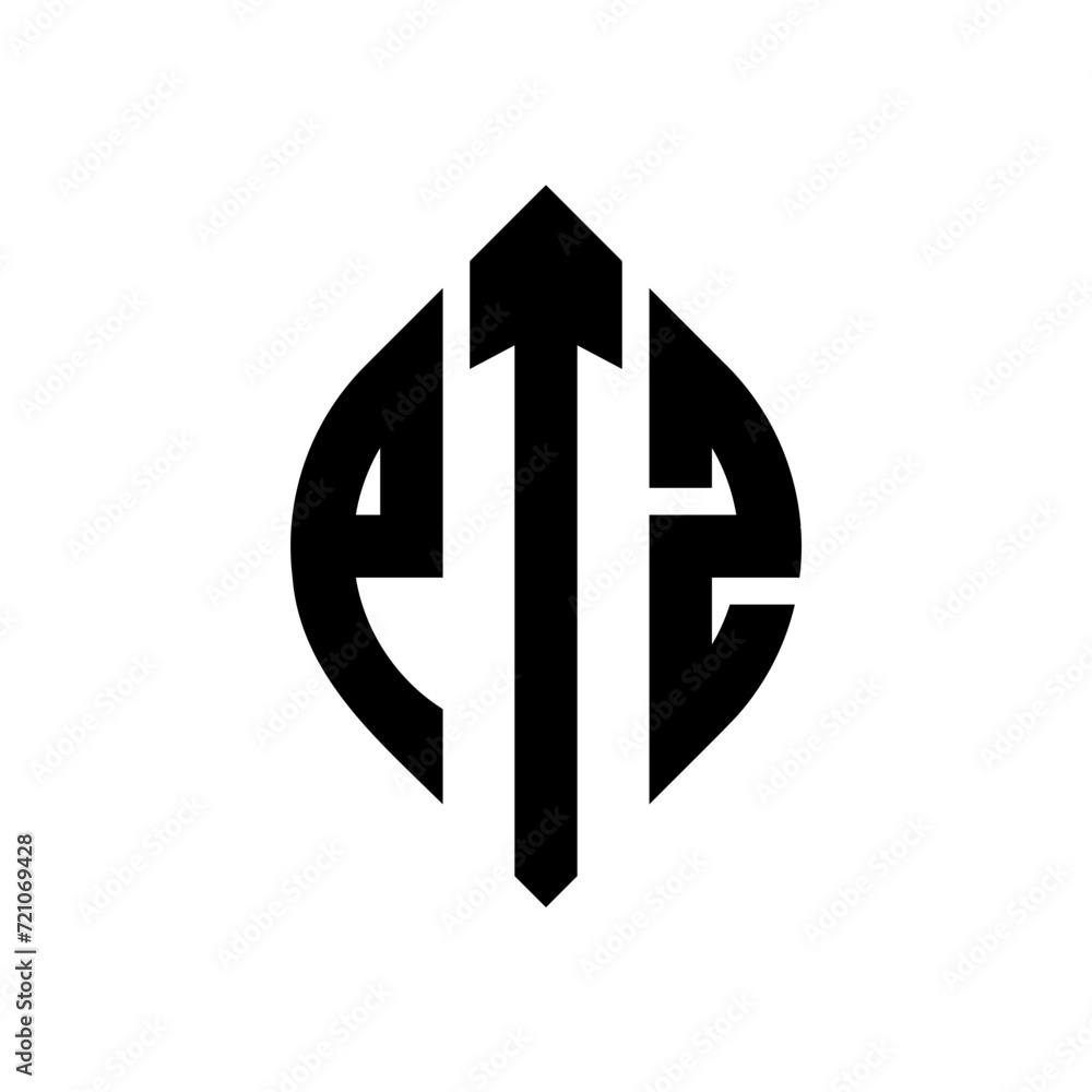 PTZ circle letter logo design with circle and ellipse shape. PTZ ...