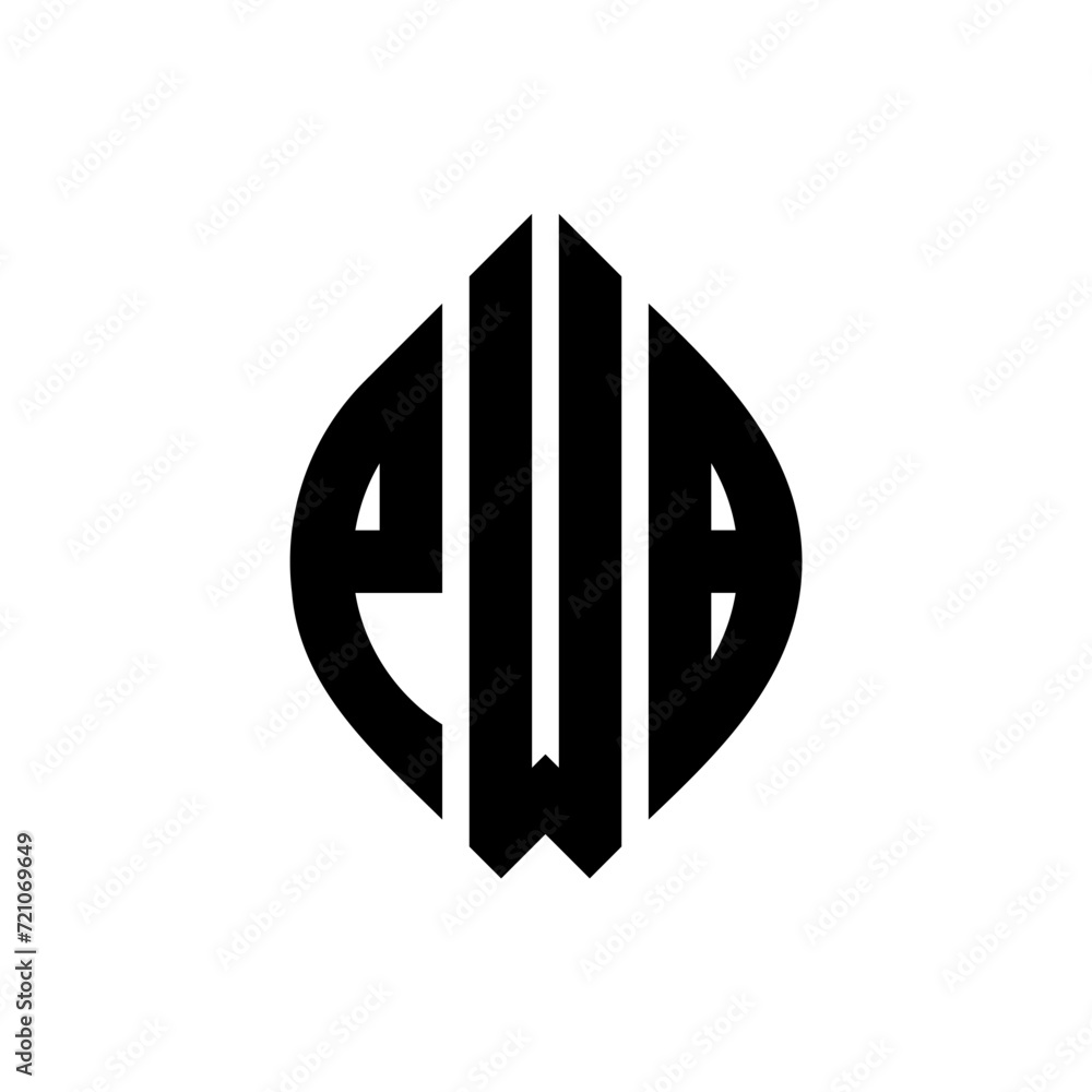 PWB circle letter logo design with circle and ellipse shape. PWB ...