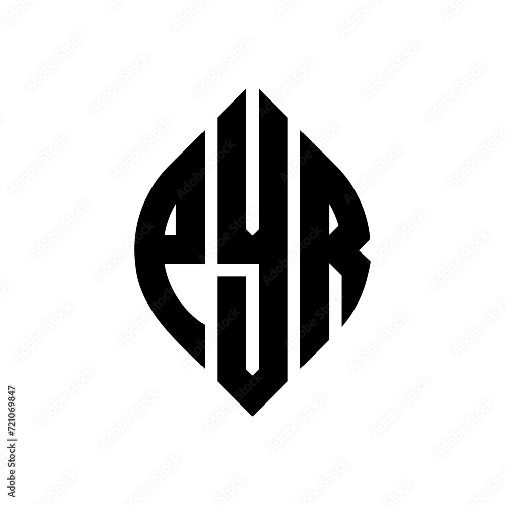 PYR circle letter logo design with circle and ellipse shape. PYR ...