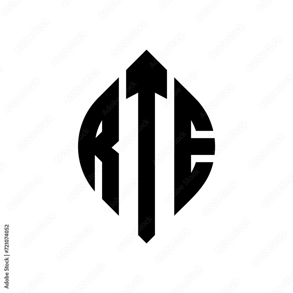 RTE circle letter logo design with circle and ellipse shape. RTE ...