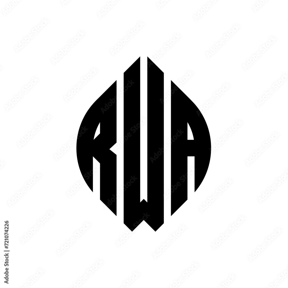 RWA circle letter logo design with circle and ellipse shape. RWA ...