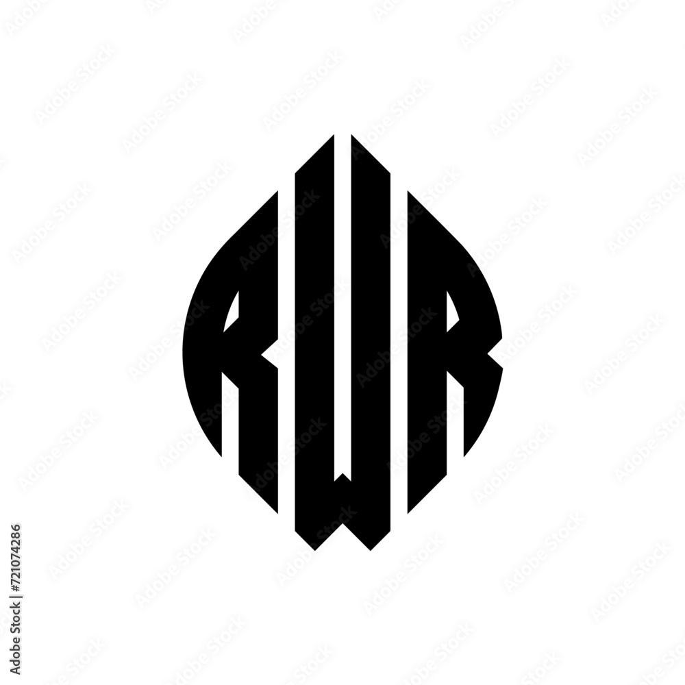 RWR circle letter logo design with circle and ellipse shape. RWR ...