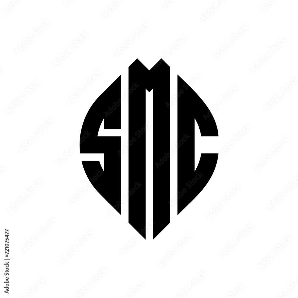 SMC circle letter logo design with circle and ellipse shape. SMC ...