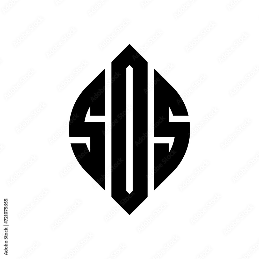 SOS circle letter logo design with circle and ellipse shape. SOS ...