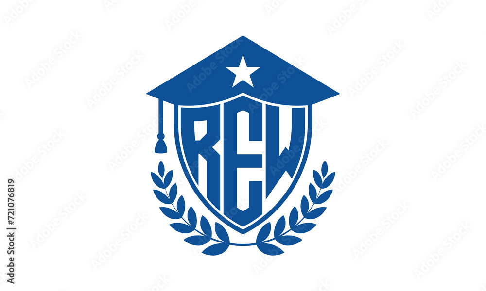 REW three letter iconic academic logo design vector template. monogram ...