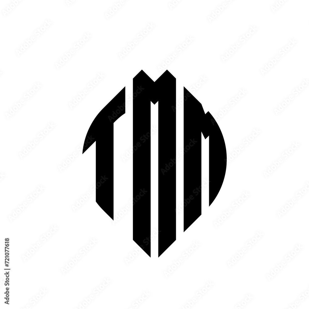 TMM circle letter logo design with circle and ellipse shape. TMM ...