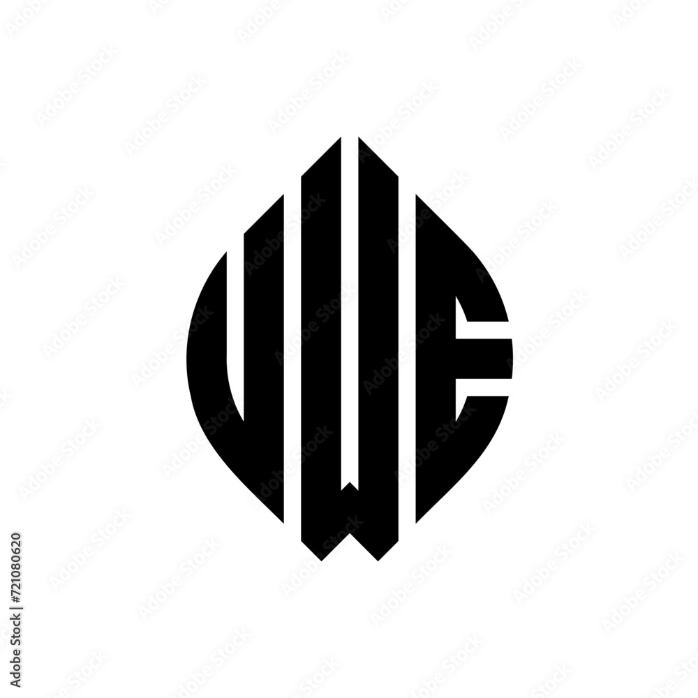 UWE circle letter logo design with circle and ellipse shape. UWE ...