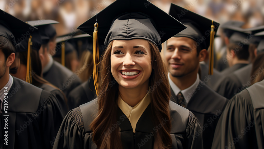 education, graduation and people concept - group of smiling students in ...