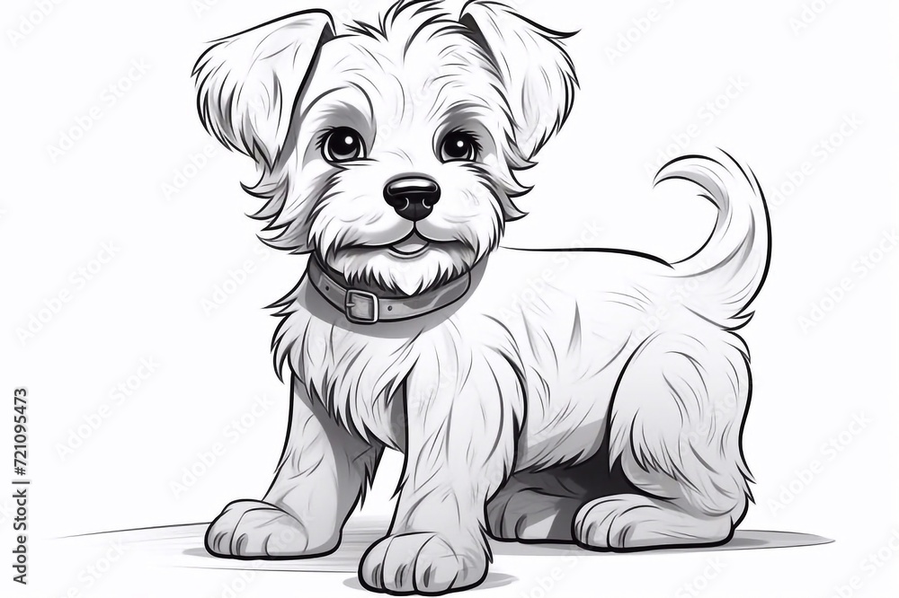 Dog Character Vector, Coloring Book Page with Dog, Coloring page ...