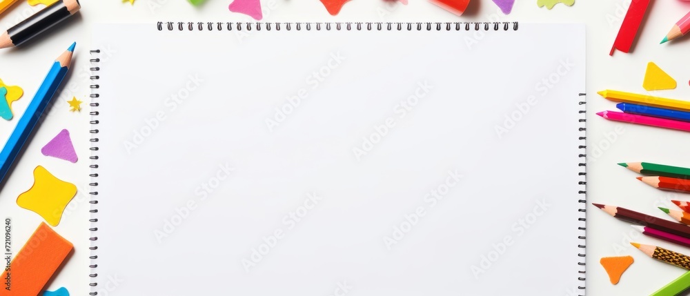 Back to school essentials: double-sided border of school supplies on ...