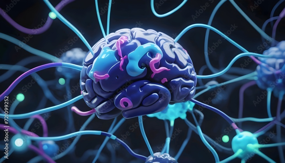 Cross section of the human brain, showcasing different regions and ...