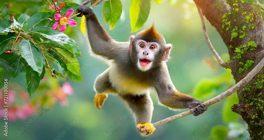 Ai generated monkey in the jungle ,monkey , animals Stock Photo | Adobe ...