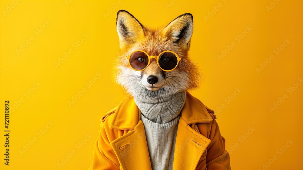Unleash the Wild Elegance! Dazzling fox in haute couture on vibrant ...