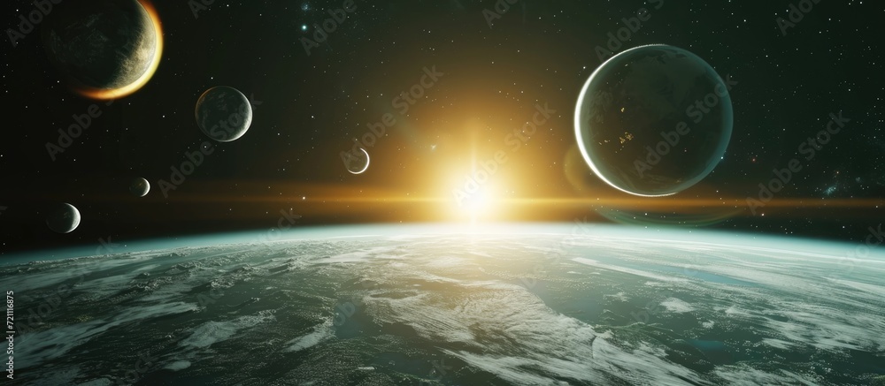 Computer generated 3D illustration of isolated exoplanets in alien ...