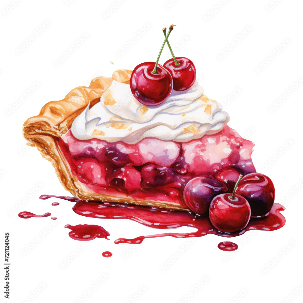 Piece of cherry cake isolated on transparent background, png Stock ...