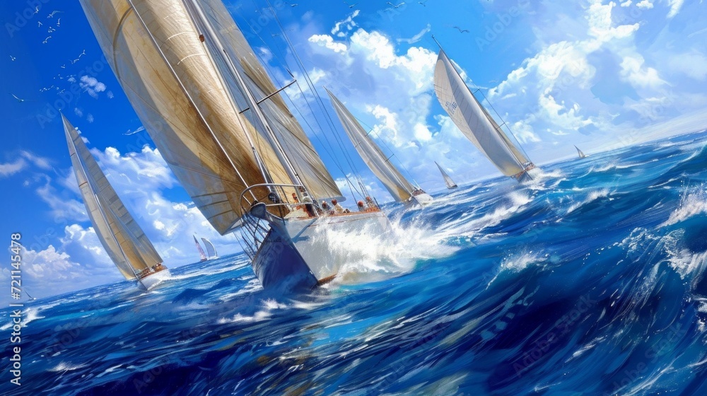 Sled sail team moving fast during yacht race in sea Stock Photo | Adobe ...