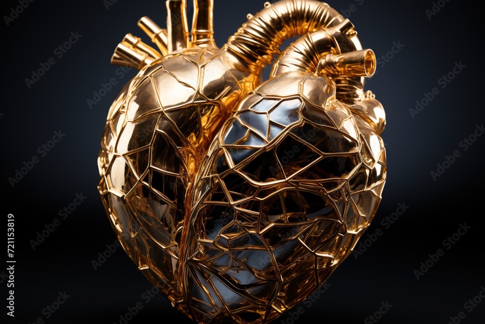 Golden Anatomy: A Stunning Representation of the Human Heart Crafted in ...