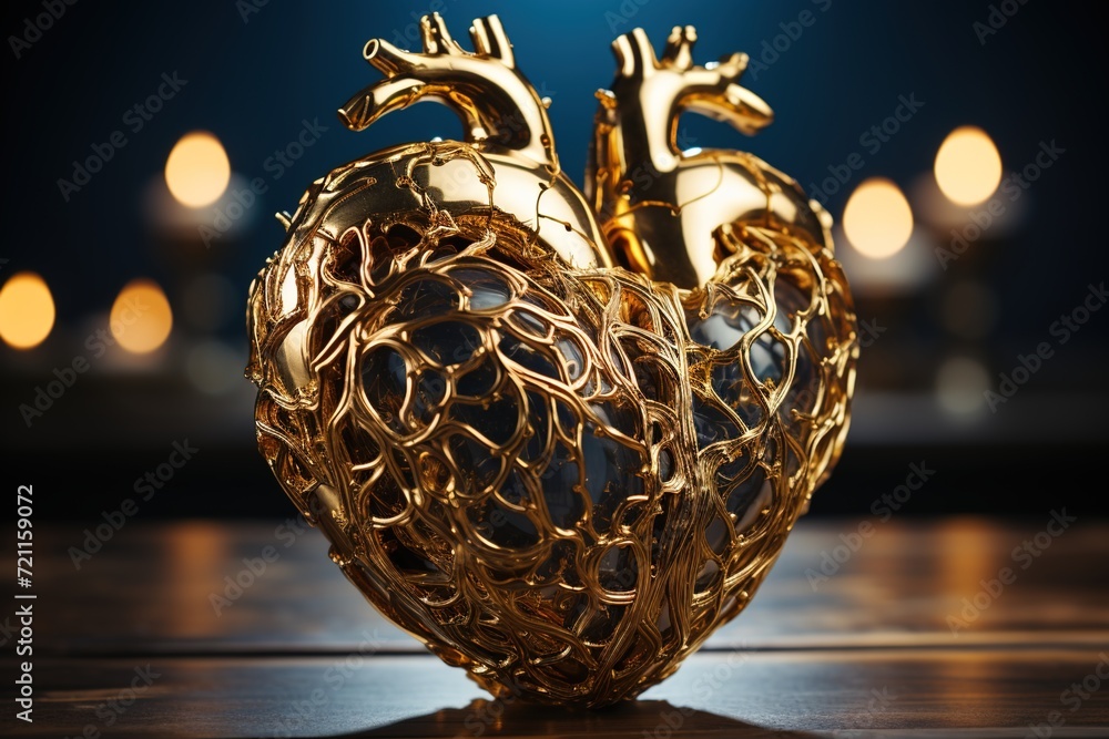 Heart of Gold: An Exquisite Sculpture Depicting the Human Heart Cast in ...