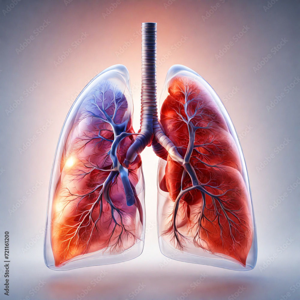 Human Lungs and Heart on Abstract Medical Background: 3D Illustration ...