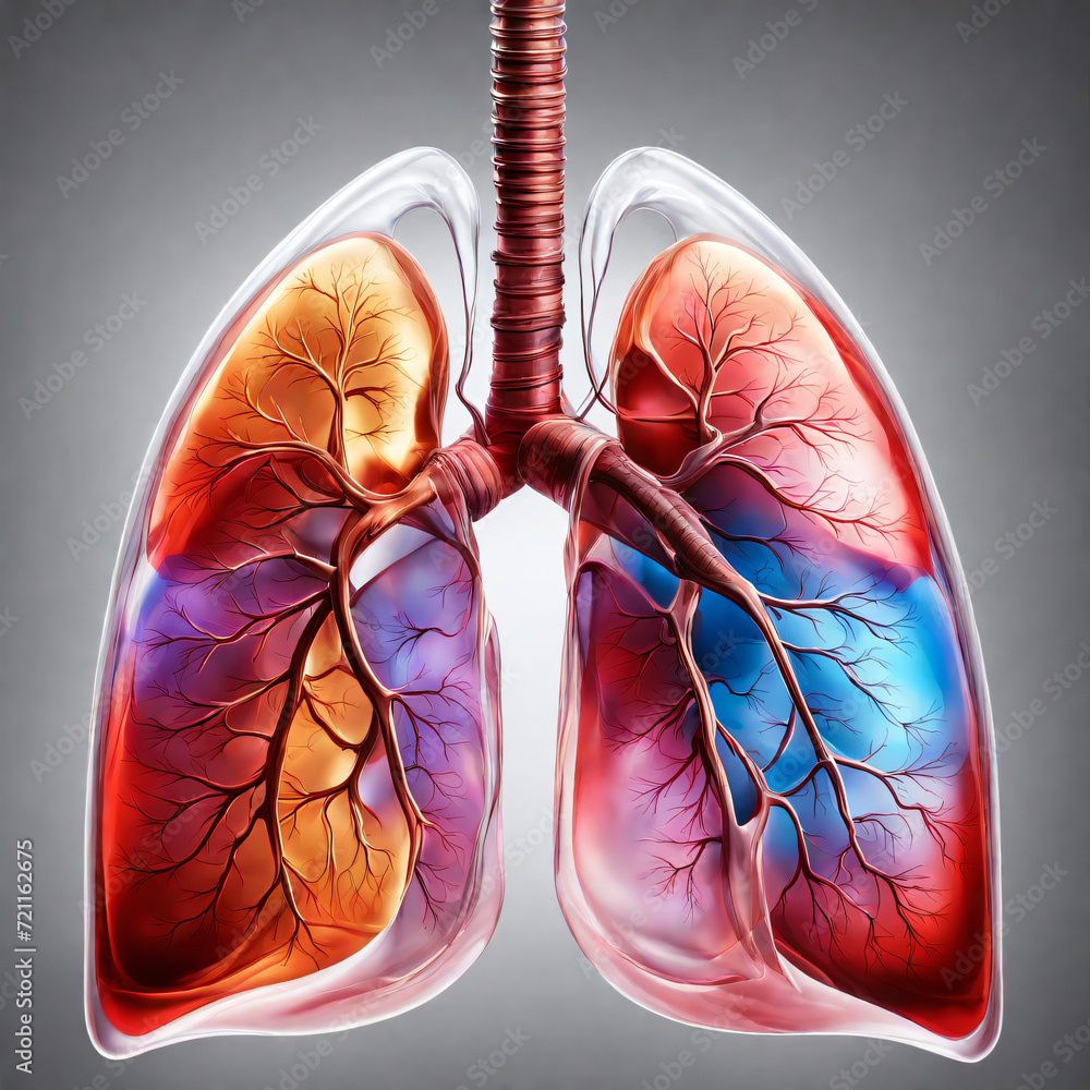 Human Lungs and Heart on Abstract Medical Background: 3D Illustration ...