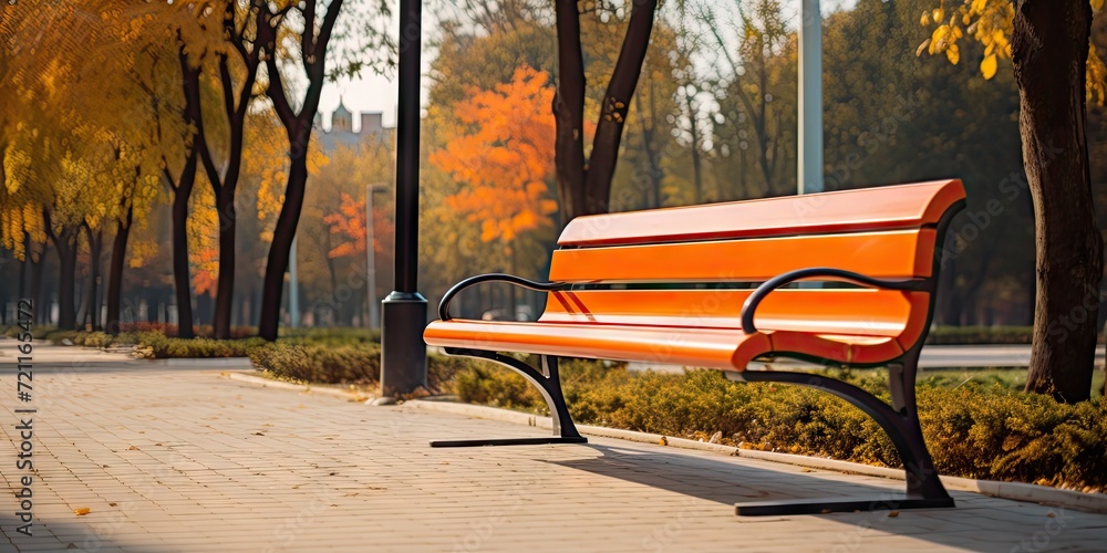 New Modern Bench in Park, Outdoor City Architecture, Wooden Benches ...