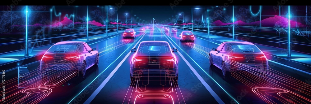 Artificial Intelligence illustration of Autonomous Vehicles, background ...