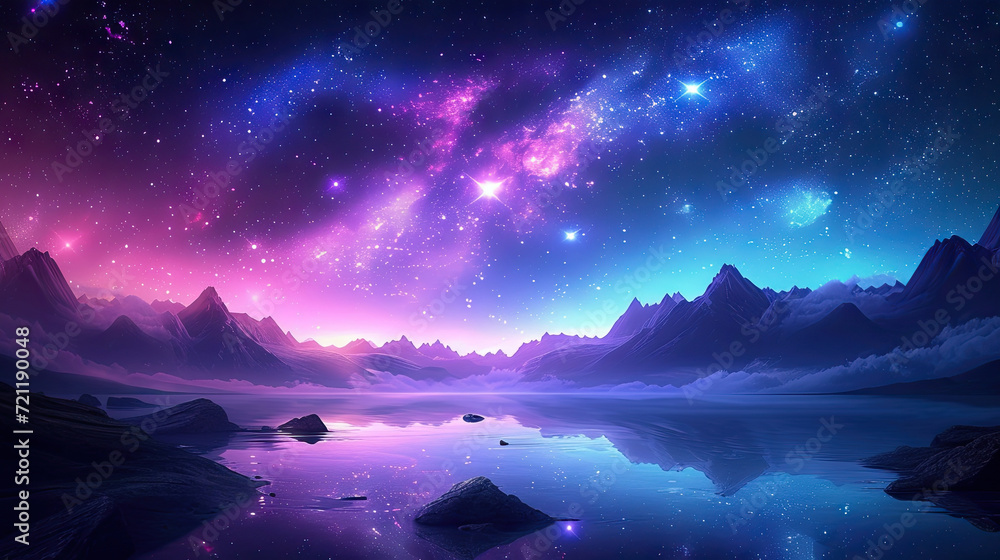 Beautiful fantasy starry night sky,Colorful Northern Lights over starry ...