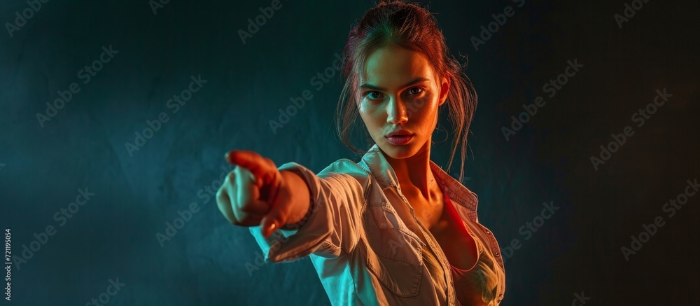 ASI: Young Lady Standing, Pointing Towards You - A Captivating Image of ...