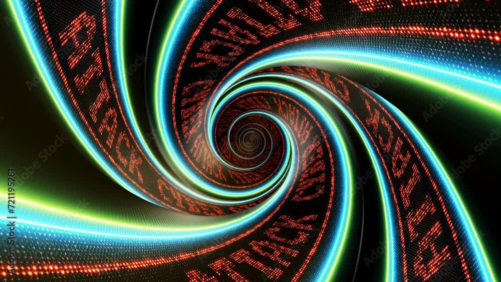 Cyber Attack Text on the Led Walls Animation, Tunnel Background, Loop ...