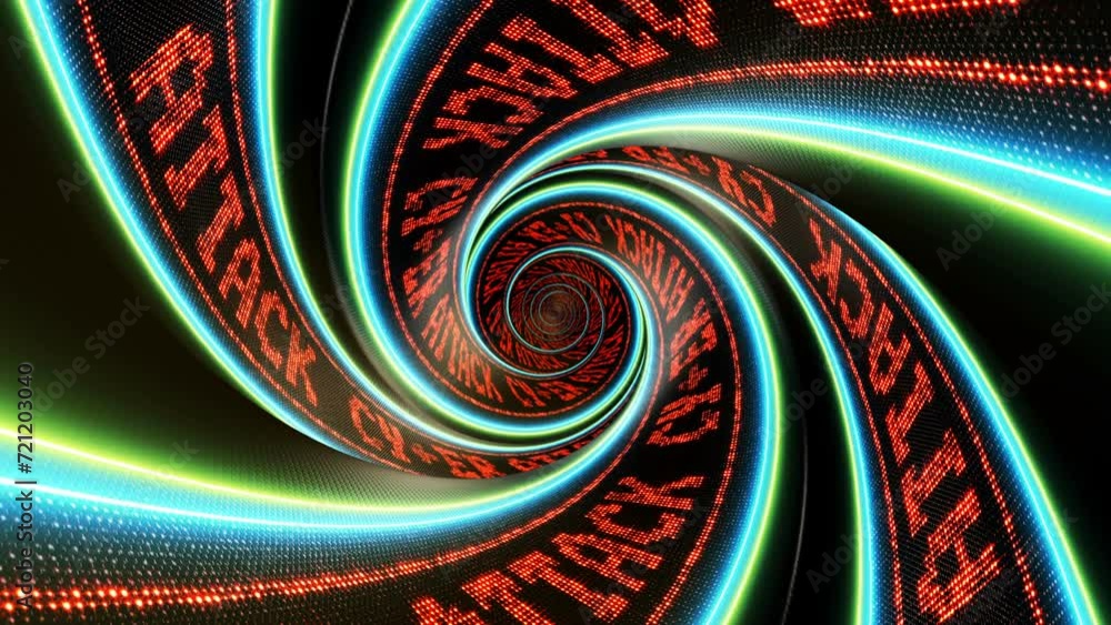 Cyber Attack Text on the Led Walls Animation, Tunnel Background, Loop ...