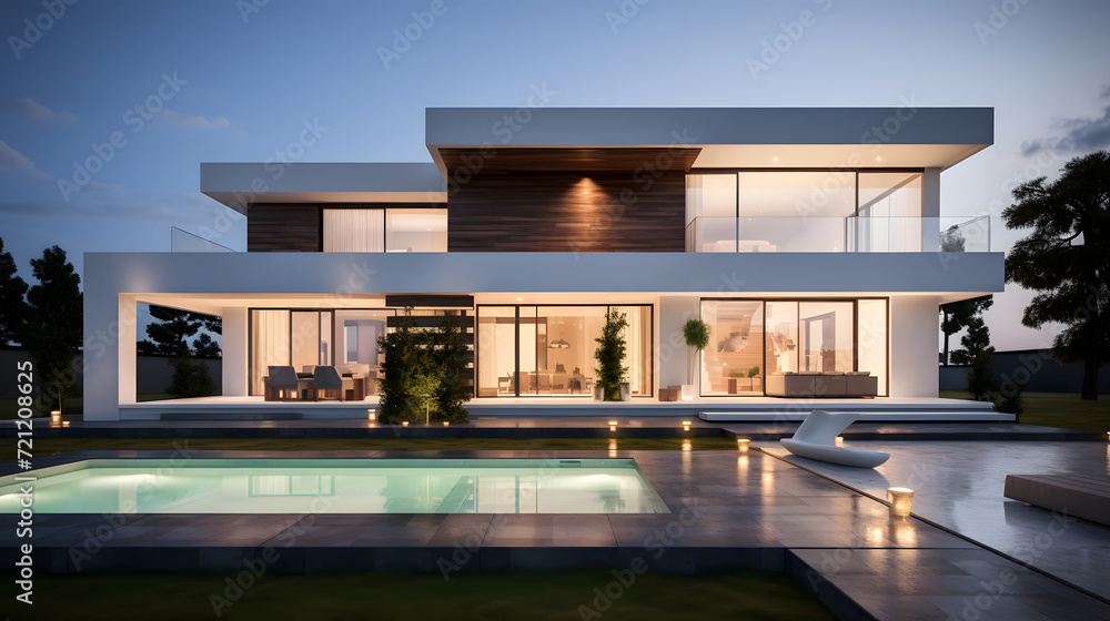 Waterfront Modern Mansion A stunning modern mansion with floor-to ...