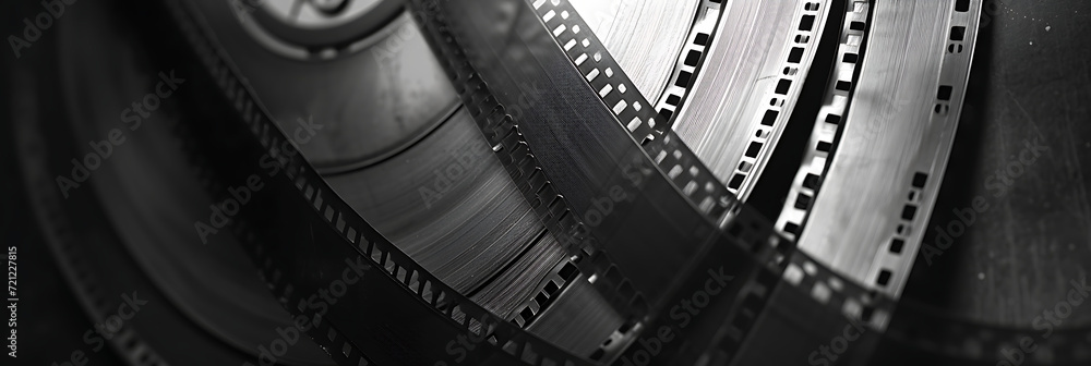 Vintage film reel with a grayscale gradient and classic grainy texture ...