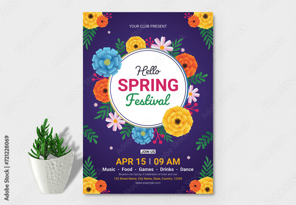 Spring Festival Flyer Poster Stock Template | Adobe Stock