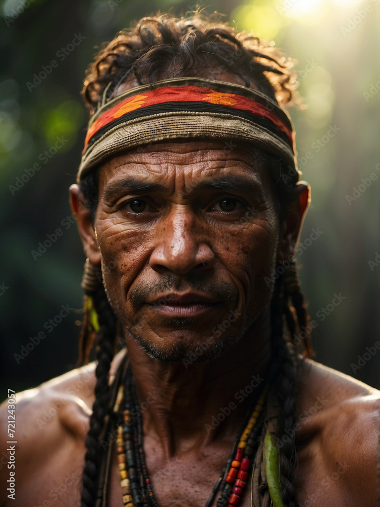 Portrait of a human tribe in the Amazon forest, Documentary Photography ...