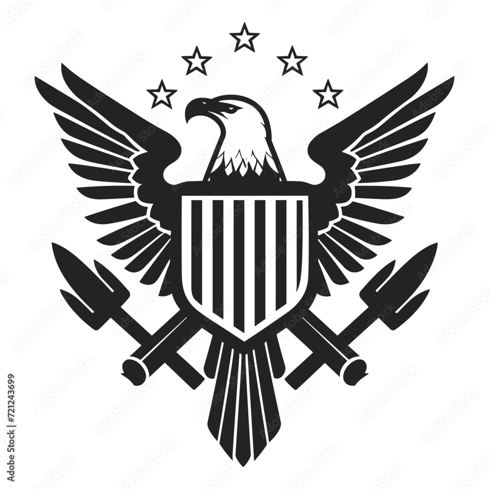 military logo eagle with shield, arrows, stars Stock Vector | Adobe Stock
