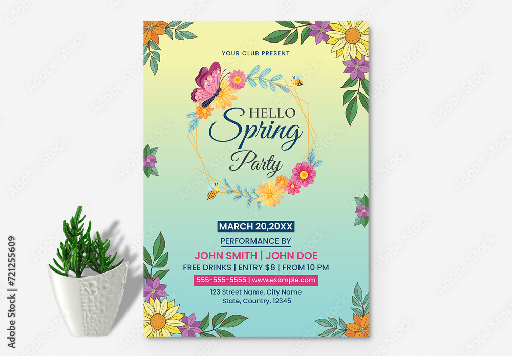 Spring Party Flyer Layout Template Stock Template | Adobe Stock