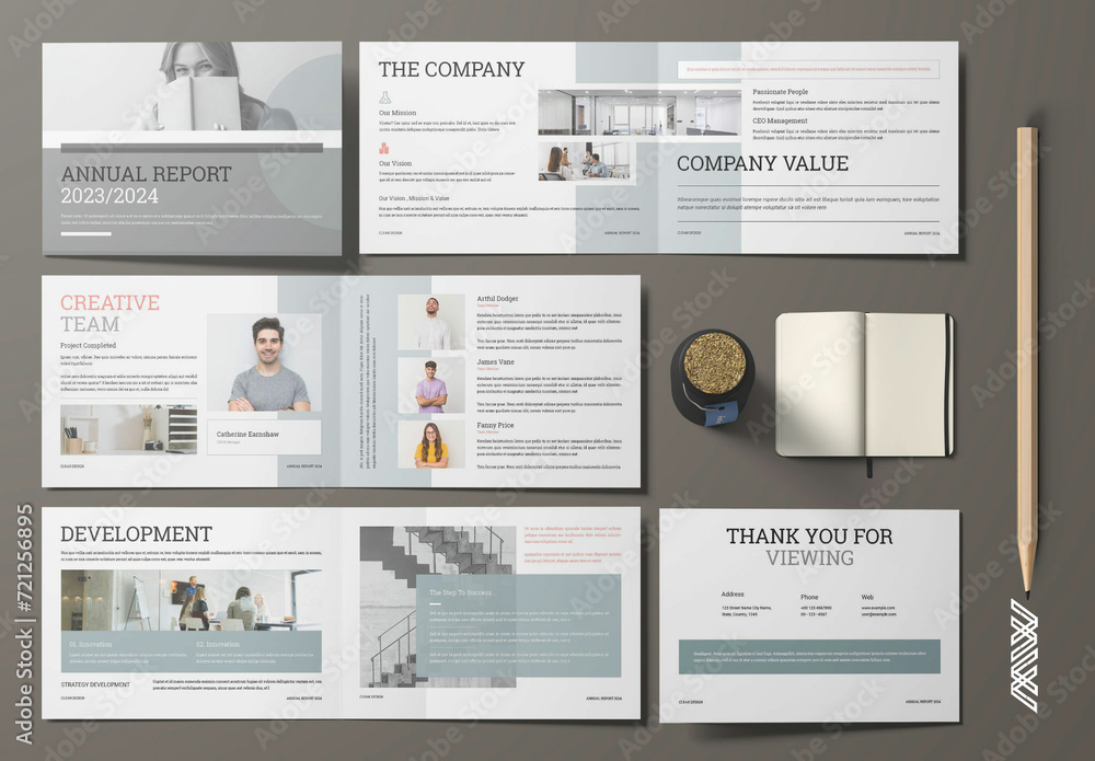 Annual Report Design layout Landscape Stock Template | Adobe Stock