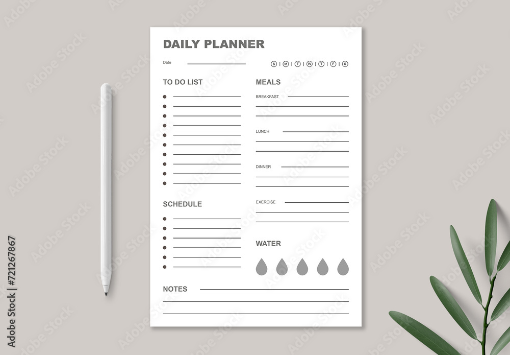 Daily Planner Template Layout Stock Template | Adobe Stock