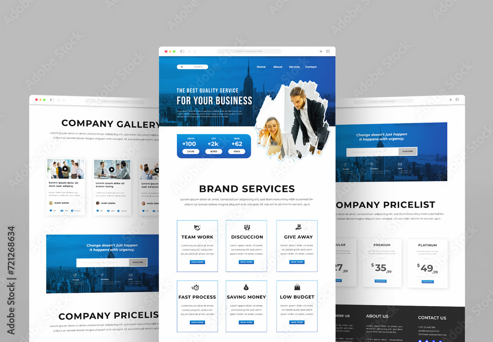 Website Landing Page Design Layout Stock Template | Adobe Stock
