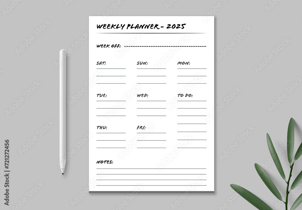 Weekly Planner Layout Stock Template | Adobe Stock