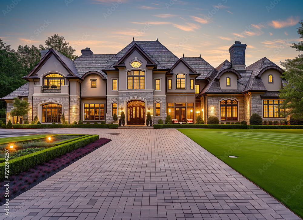 Exquisite home exterior. Beautiful house facade. Ideal image for ...