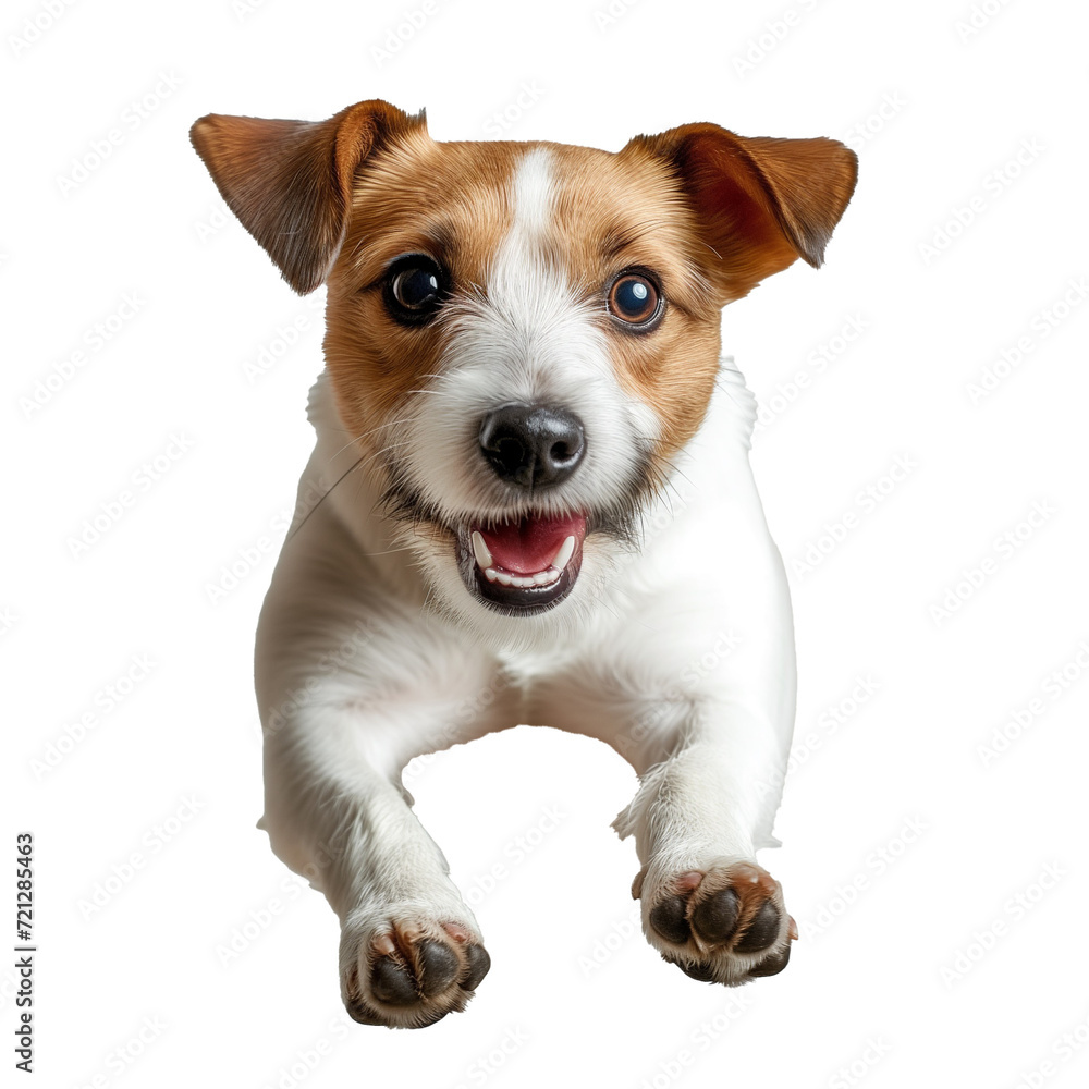 jack russel puppy jumping in the studio on transparent background Stock ...