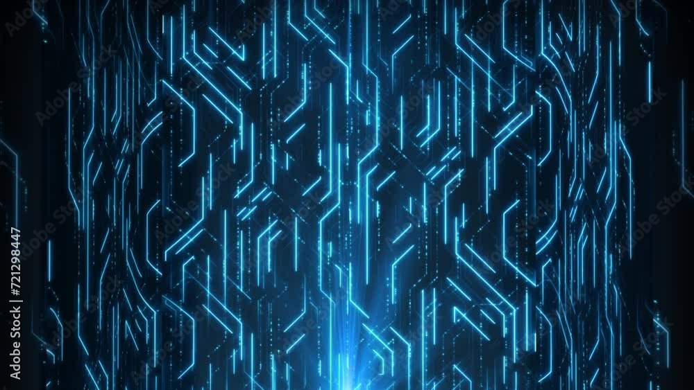 Digital Data moving on Circuit Board and CPU loop backgrounds. Computer Processing and ...
